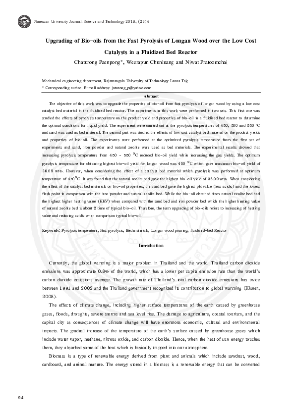 (PDF) Upgrading of Bio-oils from the Fast Pyrolysis of Longan Wood over the Low Cost Catalysts ...
