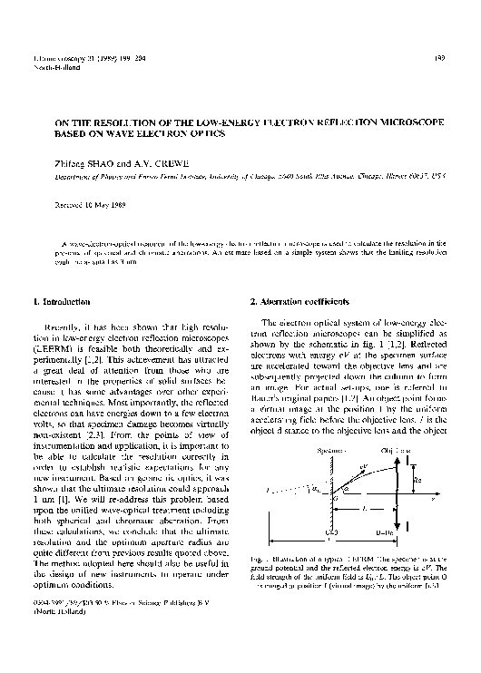 (PDF) On the resolution of the low-energy electron reflection microscope