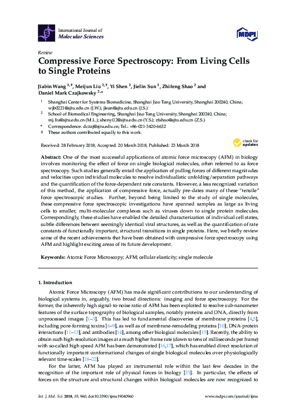 (PDF) Compressive Force Spectroscopy: From Living Cells to Single Proteins