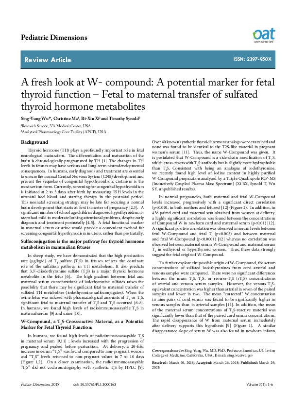 (PDF) A fresh look at W- compound: A potential marker for fetal thyroid ...