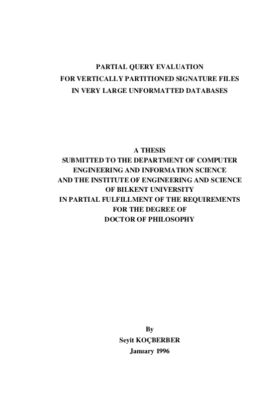 (PDF) Partial query evaluation for vertically partitioned signature files in very large ...