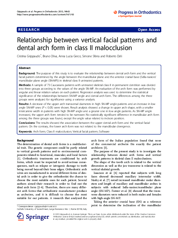 (PDF) Relationship between vertical facial patterns and dental arch ...