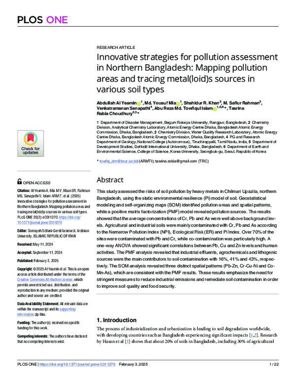 (PDF) Innovative strategies for pollution assessment in Northern ...