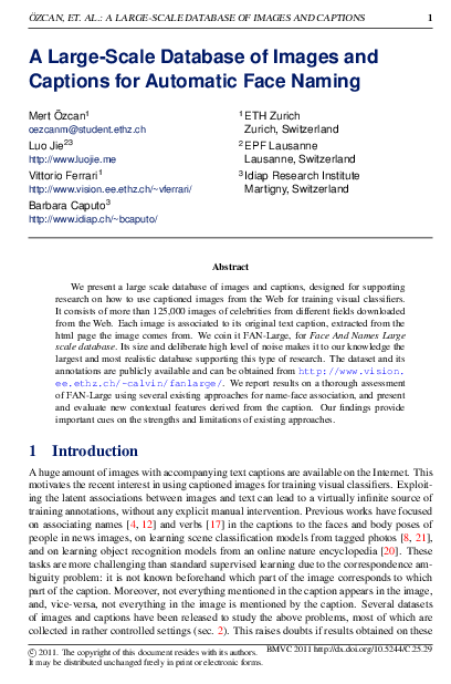 (PDF) A Large-Scale Database of Images and Captions for Automatic Face Naming