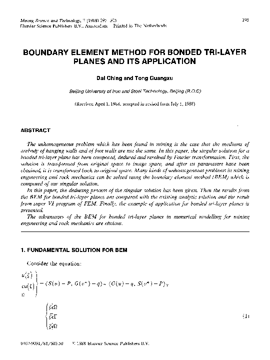 (PDF) Boundary element method for bonded tri-layer planes and its application