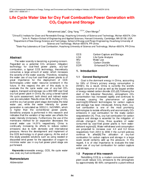 (PDF) Life Cycle Water Use for Oxy Fuel Combustion Power Generation ...