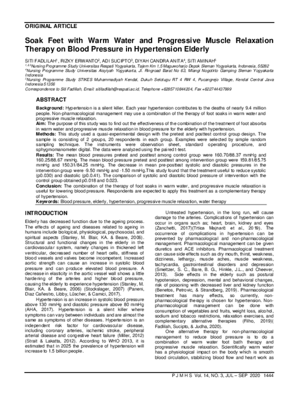 (PDF) Soak Feet with Warm Water and Progressive Muscle Relaxation ...