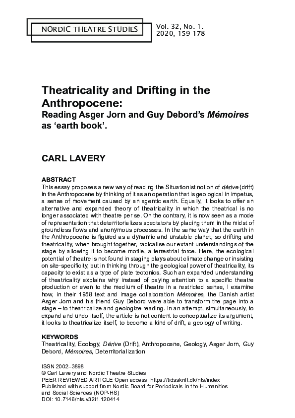 (PDF) Theatricality and Drifting in the Anthropocene