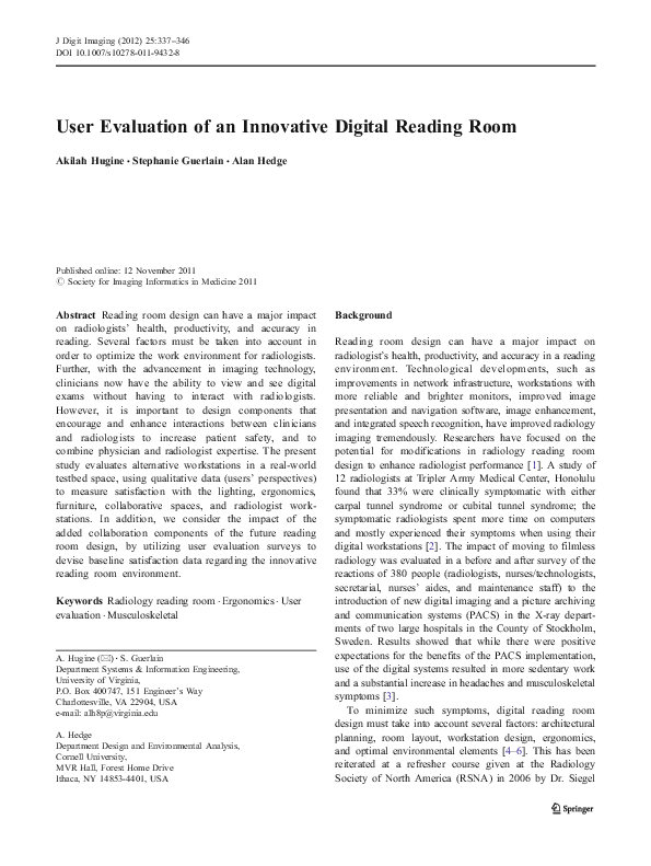 (PDF) User Evaluation of an Innovative Digital Reading Room