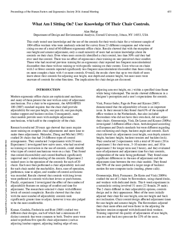 (PDF) What Am I Sitting On? User Knowledge Of Their Chair Controls