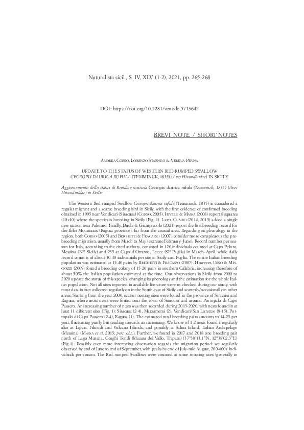 (PDF) UPDATE TO THE STATUS OF WESTERN RED-RUMPED SWALLOW CECROPIS ...