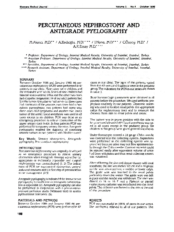 (PDF) Percutaneous nephrostomy and antegrade pyelography