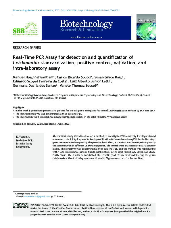(PDF) Real-Time PCR Assay for detection and quantification of Leishmania: standardization ...