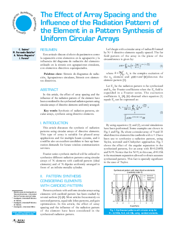 (PDF) The Effect Of Array Spacing And The Influence Of The Radiation Pattern Of The Element In A ...