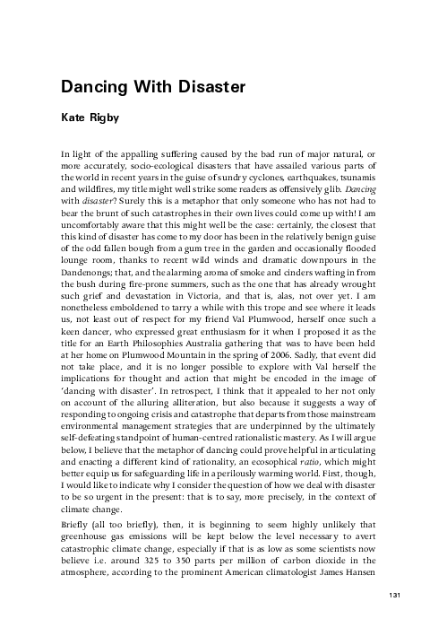 (PDF) Dancing with disaster