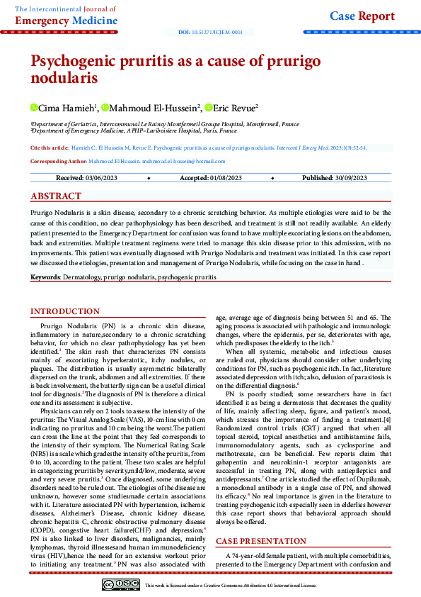 (PDF) Psychogenic pruritis as a cause of prurigo nodularis: a case report