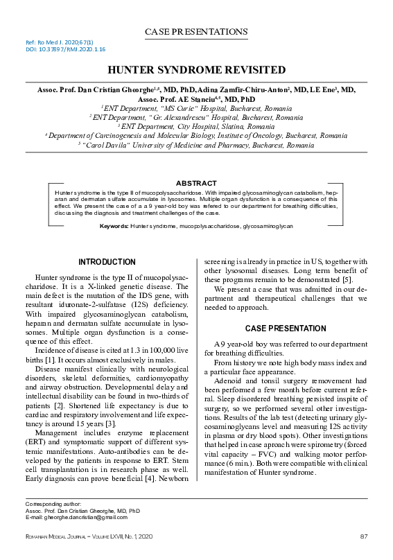(PDF) Hunter syndrome revisited