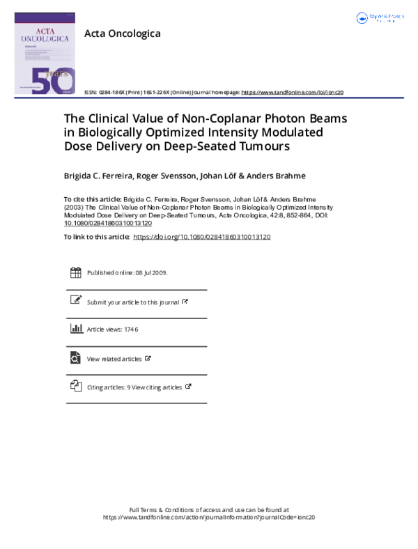 (PDF) The Clinical Value of Non-Coplanar Photon Beams in Biologically ...
