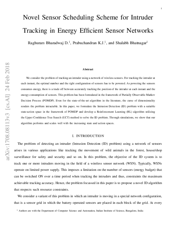 (PDF) Novel Sensor Scheduling Scheme for Intruder Tracking in Energy Efficient Sensor Networks