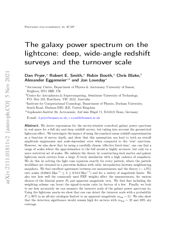(PDF) The galaxy power spectrum on the lightcone: deep, wide-angle ...