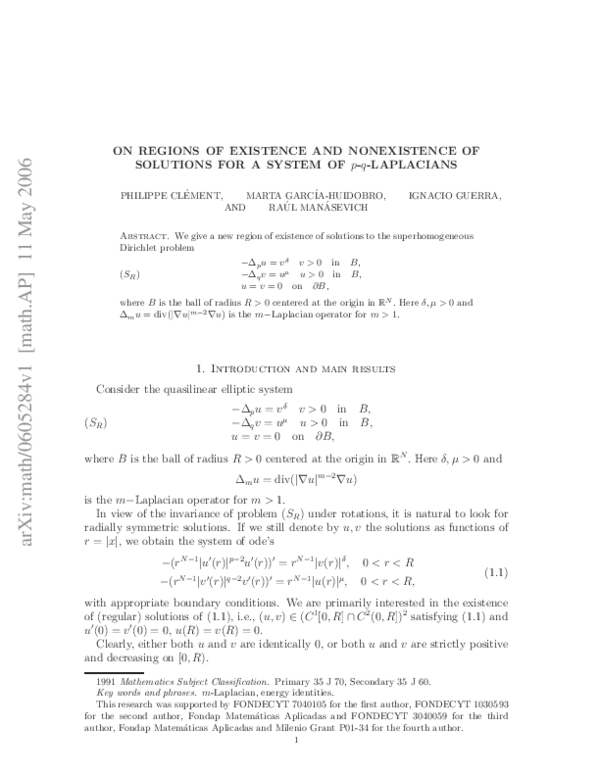 (PDF) On regions of existence and nonexistence of solutions for a system of pq-Laplacians