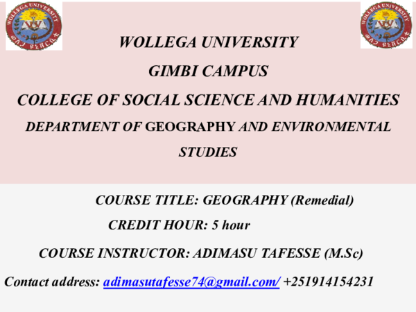 (PDF) Introduction to Geography: Chapter one for remedial students