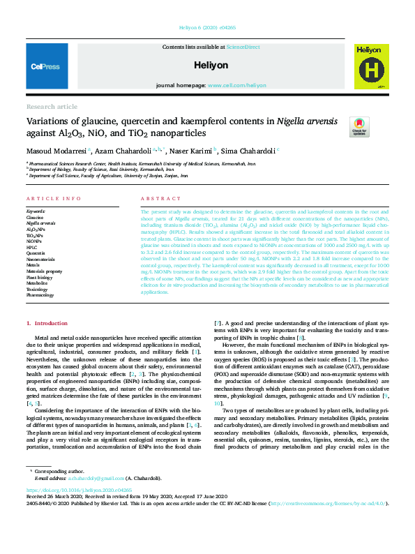 (PDF) Variations of glaucine, quercetin and kaempferol contents in ...