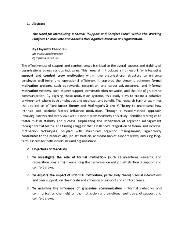 (PDF) The Need for Introducing a Formal "Support and Comfort Crew ...