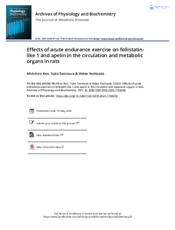 (PDF) Effects of acute endurance exercise on follistatin-like 1 and ...