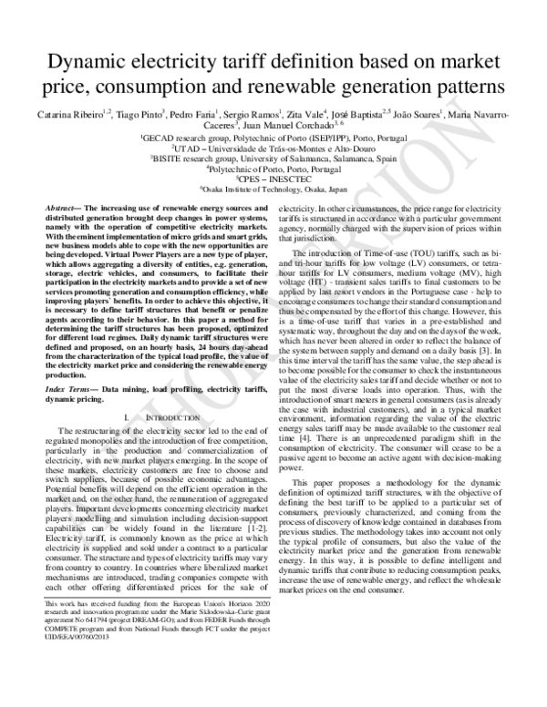 (PDF) Dynamic electricity tariff definition based on market price ...