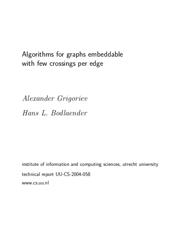(PDF) Algorithms for Graphs Embeddable with Few Crossings Per Edge