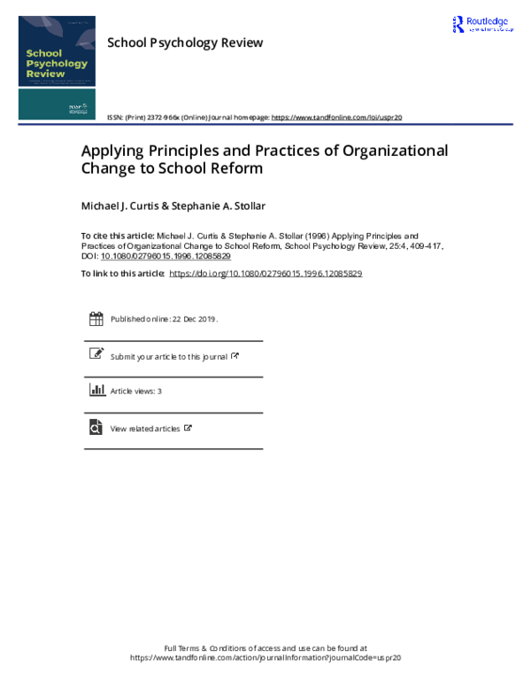 (PDF) Applying Principles and Practices of Organizational Change to ...