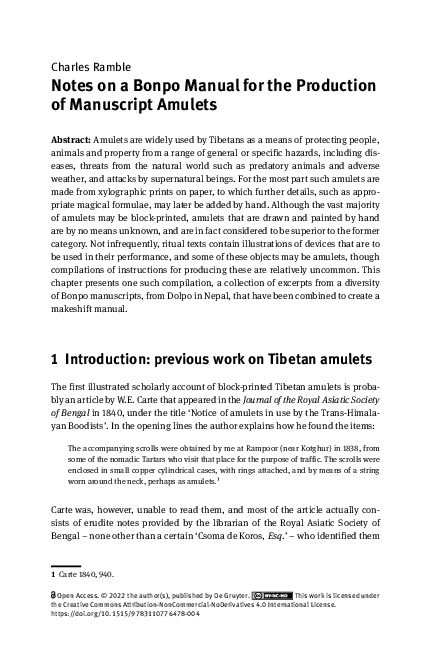 (PDF) Notes on a Bonpo Manual for the Production of Manuscript Amulets