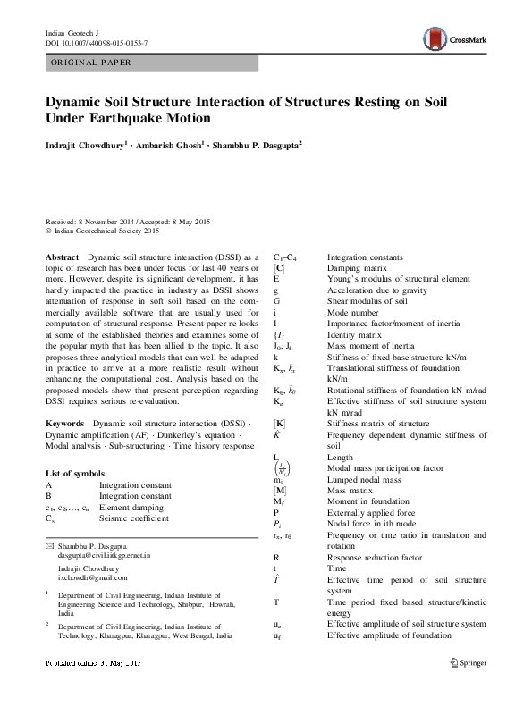 (PDF) Dynamic Soil Structure Interaction of Structures Resting on Soil Under Earthquake Motion
