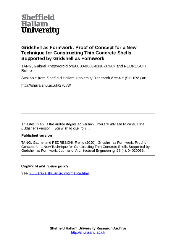 (PDF) Gridshell as Formwork: Proof of Concept for a New Technique for Constructing Thin Concrete ...