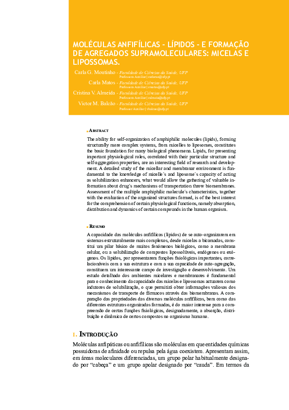 (PDF) Moléculas anfifílicas - lípidos - e formação de agregados ...