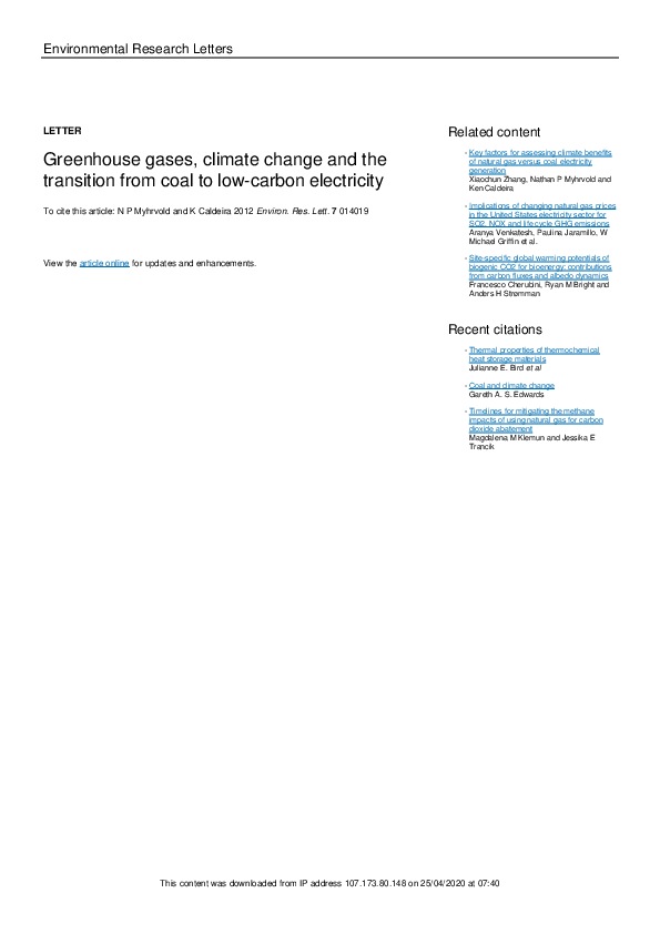 (PDF) Greenhouse gases, climate change and the transition from coal to ...
