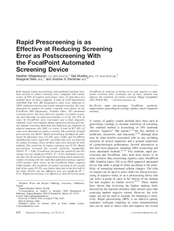 (PDF) Rapid prescreening is as effective at reducing screening error as ...
