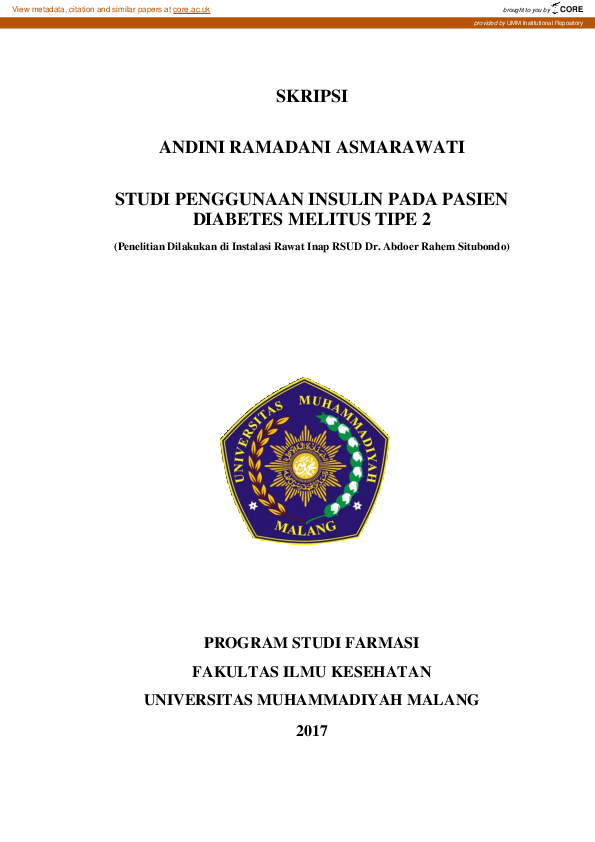 Pdf Studi Penggunaan Insulin Pada Pasien Diabetes Melitus Tipe 2