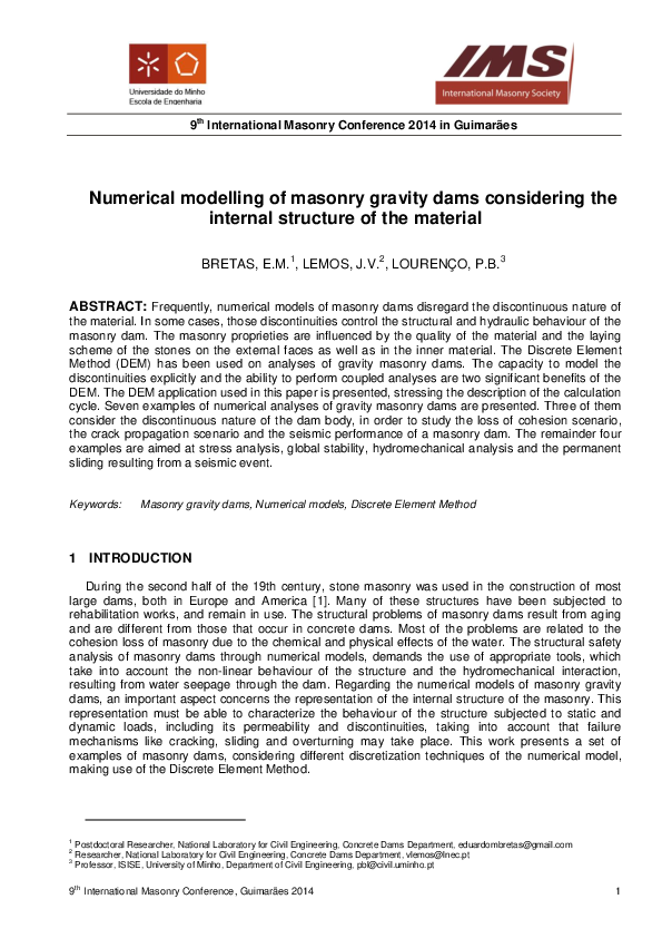 (PDF) Numerical modelling of masonry gravity dams considering the ...