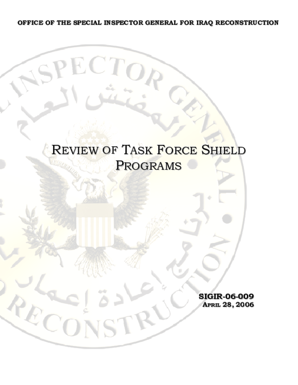(PDF) Review of Task Force Shield Programs