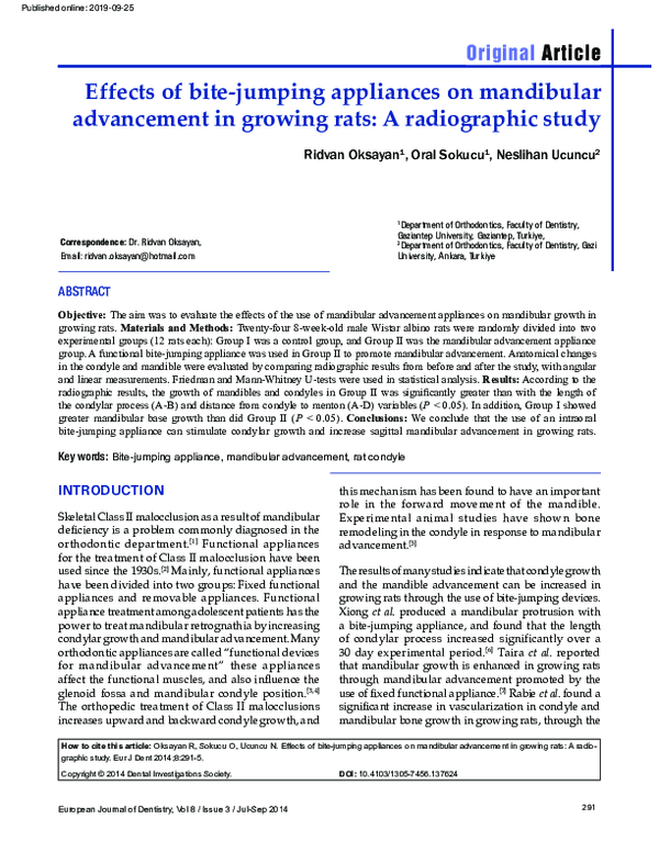 (PDF) Effects of bite-jumping appliances on mandibular advancement in ...