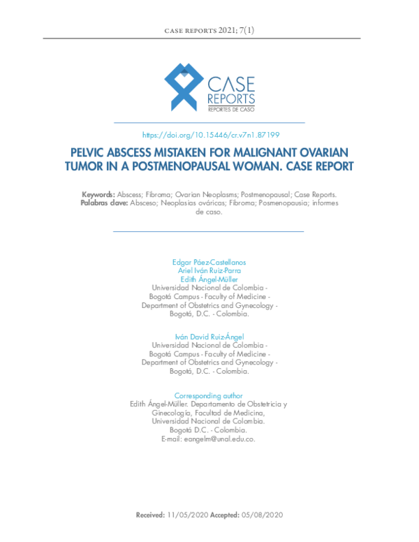 (PDF) PELVIC ABSCESS MISTAKEN FOR MALIGNANT OVARIAN TUMOR IN A ...