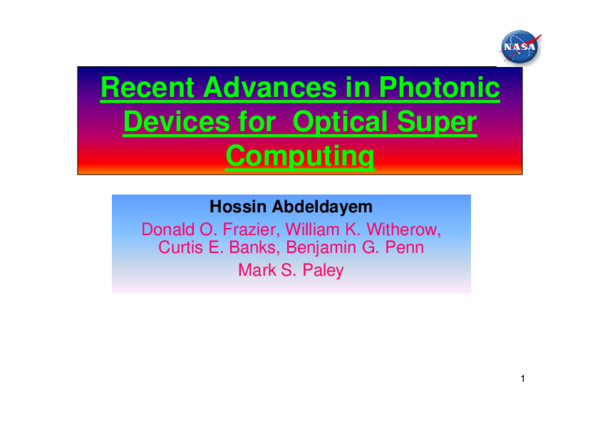 (PDF) Recent Advances in Photonic Devices for Optical Super Computing