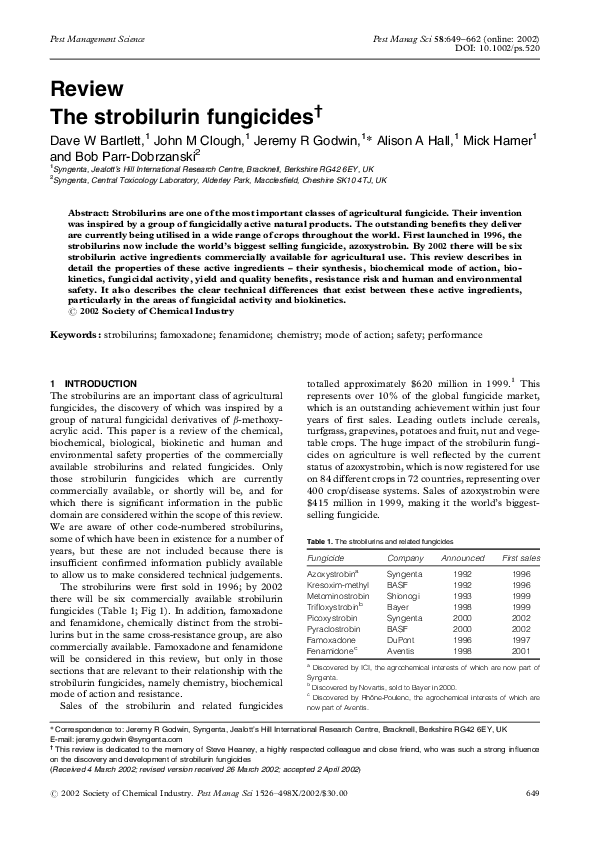 (PDF) The strobilurin fungicides