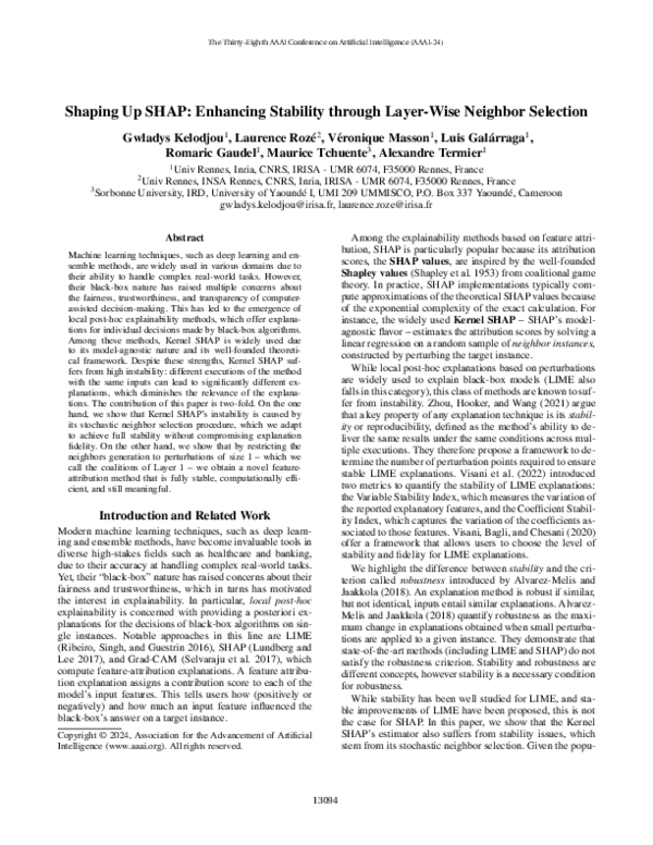 (PDF) Shaping Up SHAP: Enhancing Stability through Layer-Wise Neighbor Selection