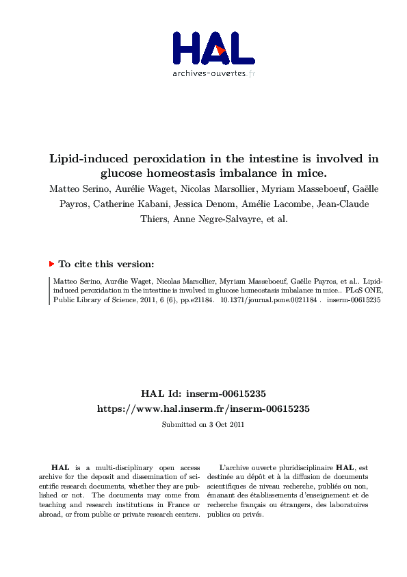 (PDF) Lipid-induced peroxidation in the intestine is involved in ...