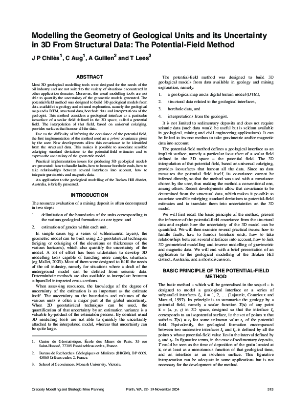 (PDF) Modelling the geometry of geological units and its uncertainty in ...