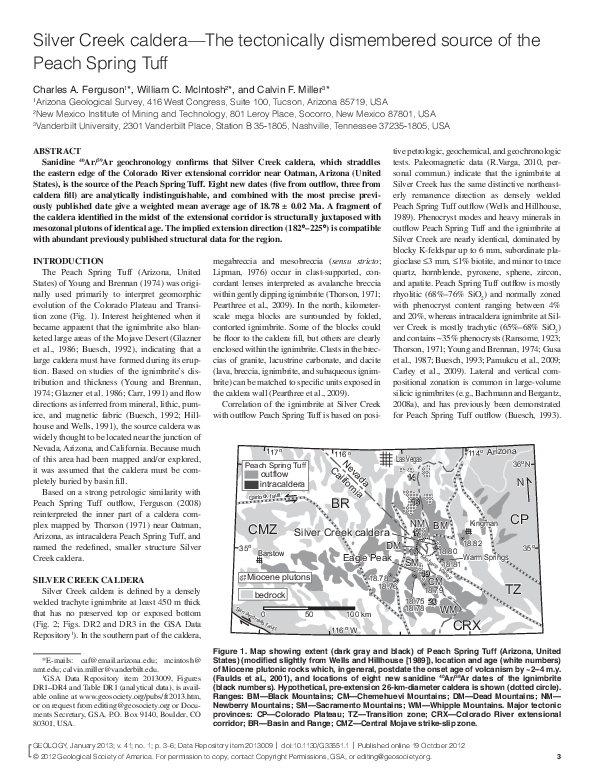 (PDF) Silver Creek caldera—The tectonically dismembered source of the ...