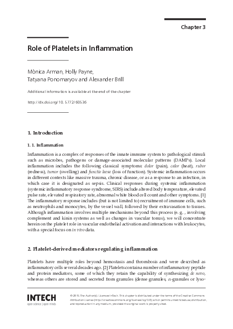 (PDF) Role of platelets in inflammation